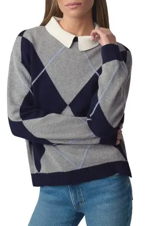 Joe's Jeans The Jude Collared Sweater - Blue Argyle