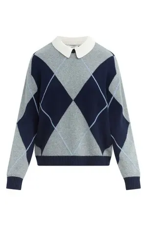 Joe's Jeans The Jude Collared Sweater - Blue Argyle