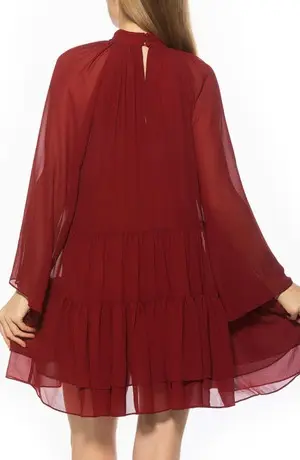ALEXIA ADMOR Pamela Long Sleeve Shift Dress - Burgundy