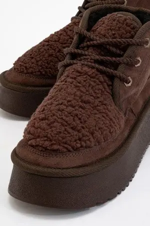 PROLOGUE SHOES Tyson Lace-up Boots - Brown Suede Faux Leather