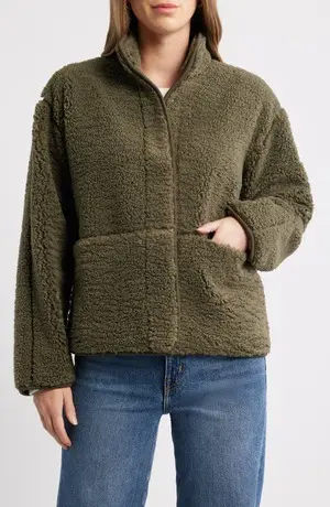 Caslon Faux Shearling Jacket - Olive Sarma