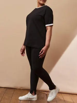 LIVE UNLIMITED Contrast Elbow Length Sleeve T-shirt