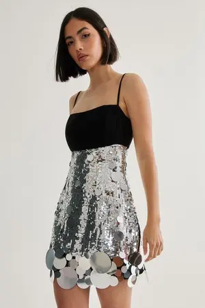 Nasty Gal Sequin Disc Hem Mini Dress