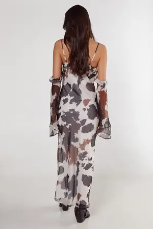 Nasty Gal Cold Shoulder Bias Cut Split Maxi Dress