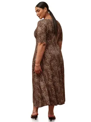 LIVE UNLIMITED Leopard Print Wrap Midi Dress