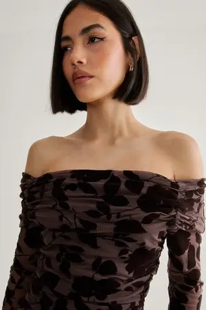 Nasty Gal Floral Devore Ruched Mini Dress