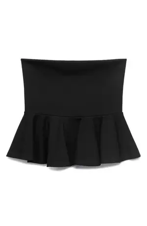 Mango Bandeau Peplum Top - Black