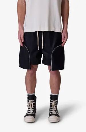 Mnml Faux Leather Pocket Geo Shorts