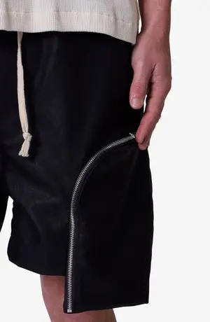 Mnml Faux Leather Pocket Geo Shorts