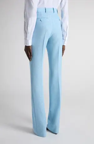 TOM FORD Tailored Sequin Wool Blend Crepe Straight Leg Pants - Sky Blue