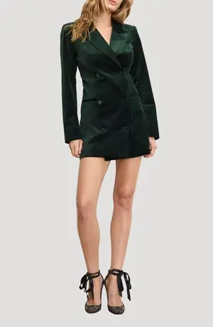 Good American Exec Velvet Blazer Mini Dress - Pine Green