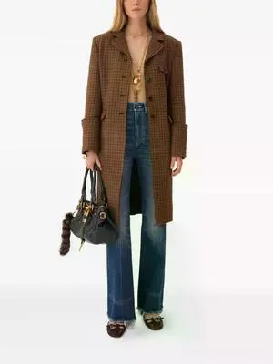 Chloé Wool Houndstooth Single-breasted Coat - Brown