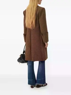 Chloé Wool Houndstooth Single-breasted Coat - Brown