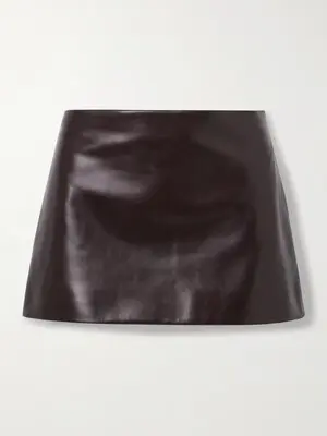 Khaite Jett Leather Mini Skirt - Brown