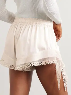 Isabel Marant Ildana Lace-trimmed Silk-blend Satin Shorts