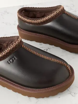 UGG Tasman Regen Embroidered Leather Slippers - Brown