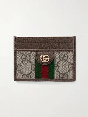 Gucci Ophidia Textured Leather-trimmed Printed Coated-canvas Cardholder - Neutrals