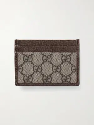 Gucci Ophidia Textured Leather-trimmed Printed Coated-canvas Cardholder - Neutrals