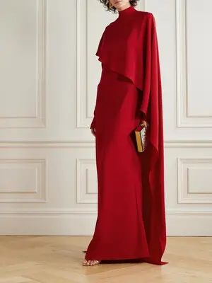 TALLER MARMO Carrington Cape-effect Gown - Red