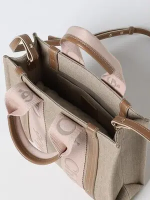 Chloé Canvas And Leather Bag With Embroidered Logo