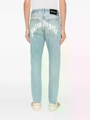 Palm Angels Logo Print Jeans - Blue