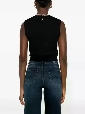 Sandro Sleeveless Wool & Cashmere Blend Cropped Sweater With Ruffle Hem