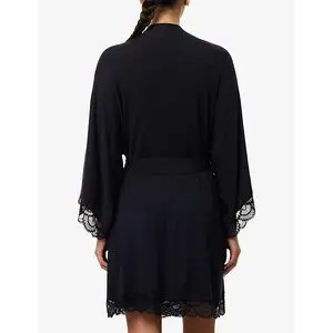 Eberjey Mariana Short Stretch-woven Robe - Black