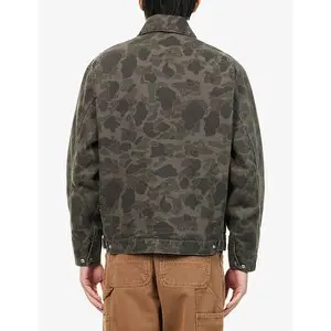 Carhartt Work In Progress Duck Detroit Camo-print Denim Jacket - Camo Green / Porphyry