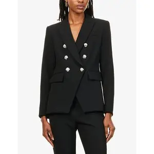 Veronica Beard Miller Dickey Double-breasted Woven Blazer