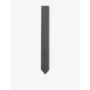 Hugo Jacquard-pattern Silk Neck Tie - Medium Grey