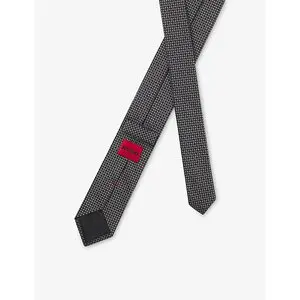 Hugo Jacquard-pattern Silk Neck Tie - Medium Grey