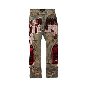 WHO DECIDES WAR BY EV BRAVADO Sangre Patch Denim Pants