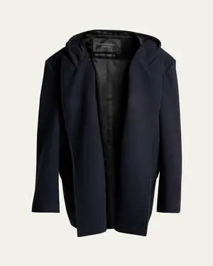 Balenciaga Wool Oversized Hooded Short Coat