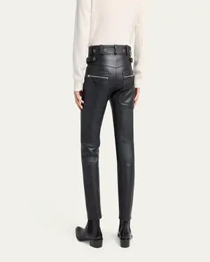 TOM FORD Grained Leather Biker Pants