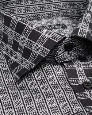 Stefano Ricci Apos;s Patterned Silk Dress Shirt - Black