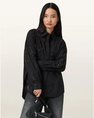ALLSAINTS Gemi Embellished Shirt - Black