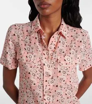 Prada Floral Silk-blend Shirt - Pink