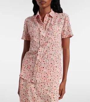 Prada Floral Silk-blend Shirt - Pink