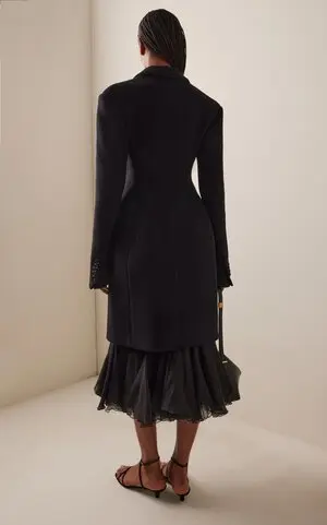 Marina Moscone Wool Basque Tailored Overcoat