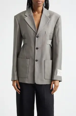 Alexander Wang Side Tab Wool & Mohair Blazer - Mink Melange