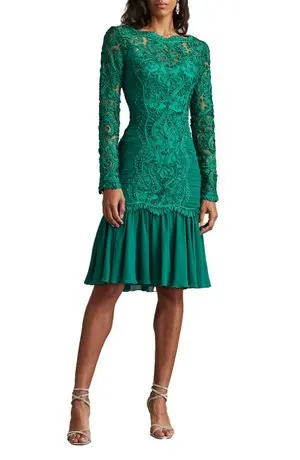 Tadashi Shoji Soutache Long Sleeve Cocktail Dress