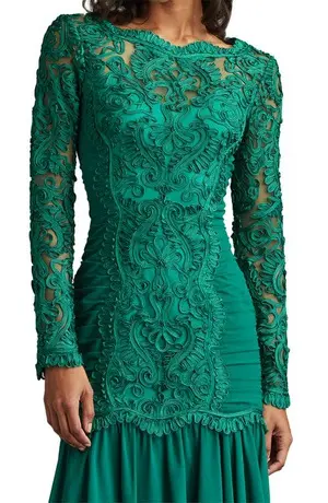 Tadashi Shoji Soutache Long Sleeve Cocktail Dress