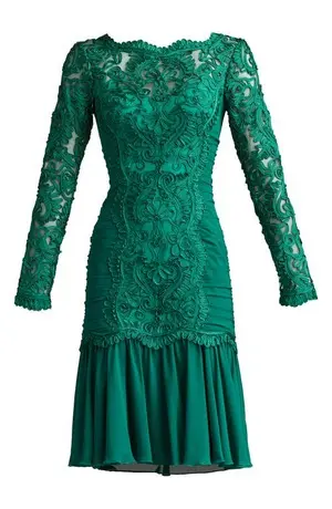 Tadashi Shoji Soutache Long Sleeve Cocktail Dress