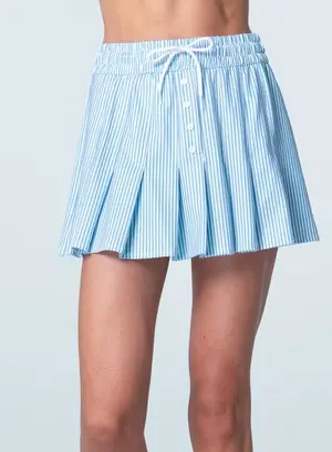 Lucky In Love Striped Pleated Skirt - Periwinkle