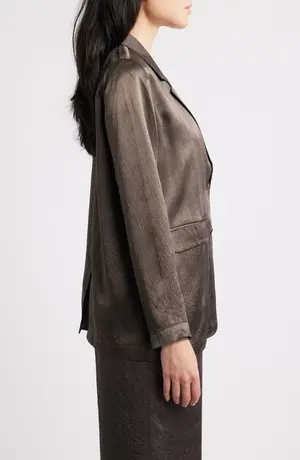 Eileen Fisher Crinkled Satin Blazer - Rye
