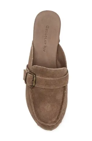CHOCOLAT BLU Genni Platform Loafer Mule - Toffee Suede