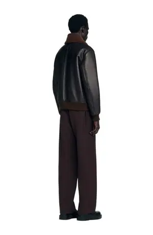 Sandro Reversed Leather Jacket - Chocolate