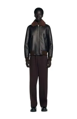 Sandro Reversed Leather Jacket - Chocolate