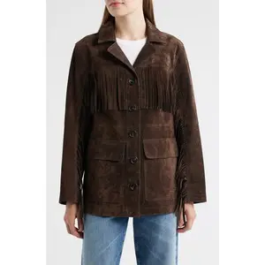 Sam Edelman Fringe Lambskin Suede Jacket