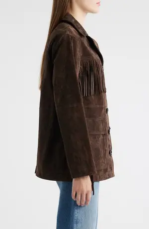 Sam Edelman Fringe Lambskin Suede Jacket